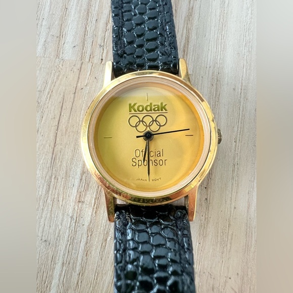 Kodak | Accessories | Kodak Olympic Ladies Gold Tone Watch Black ...